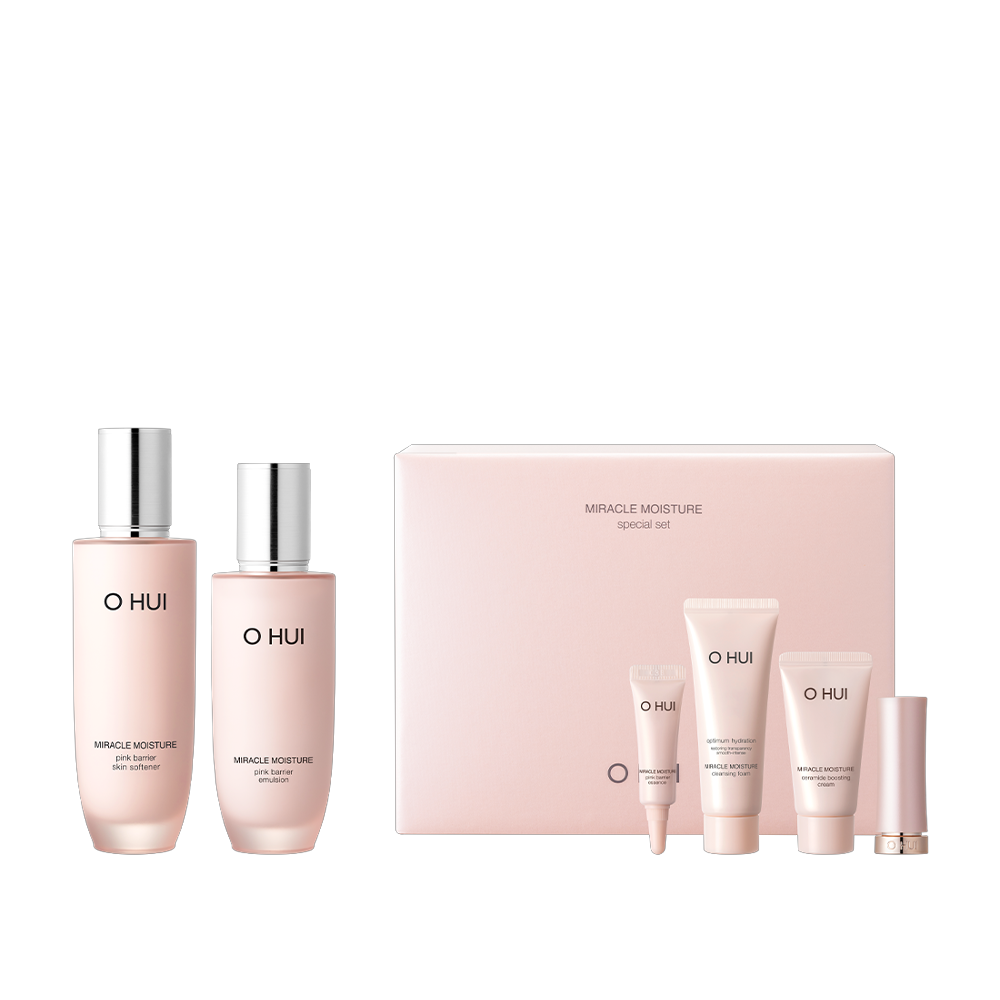 OHUI Miracle Moisture Pink Barrier Special Set (Softener, Cream, Foam ...